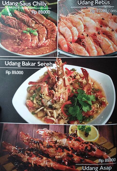 Menu at Cabe Ijo Mahakam restaurant, South Jakarta