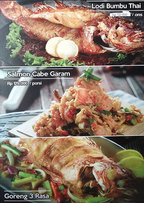 Menu at Cabe Ijo Mahakam restaurant, South Jakarta