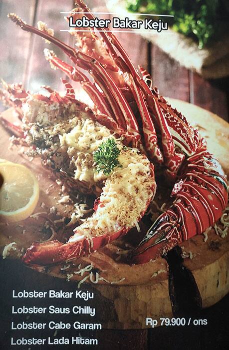 Menu at Cabe Ijo Mahakam restaurant, South Jakarta