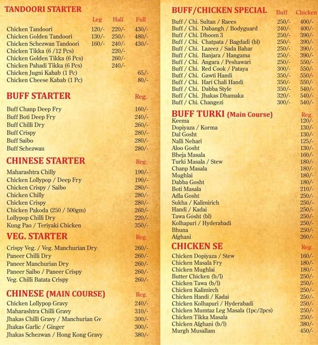 Menu of New Maharashtra Restaurant, Sion, Mumbai