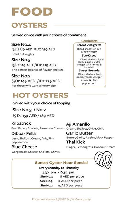 Carta del restaurante Dibba Bay Oysters, Dubai, Fishing Harbour 2