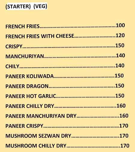 Menu at Tasty treat Chinese corner, Thane