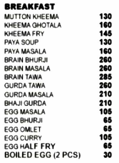 Menu of The Sunrise Point, Mumbra, Thane