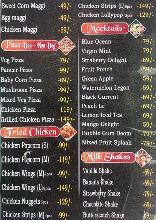 Menu of Lee Cafe, Gajuwaka, Vizag