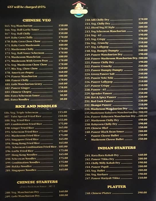 Menu at Tulsi Vihar Veg Restaurant, Mumbai, Suman CHS