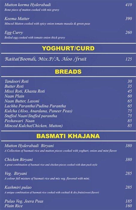 Menu at Sparkles, Greater Noida