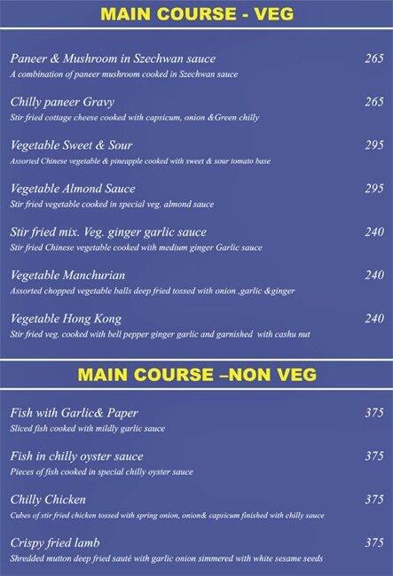Menu at Sparkles, Greater Noida