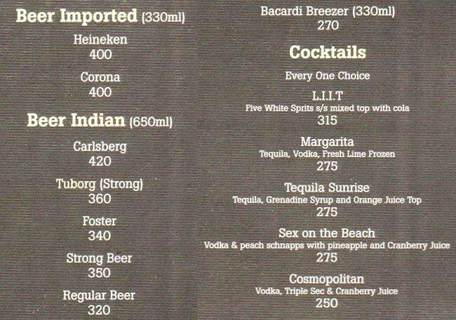 Menu at Sparkles, Greater Noida