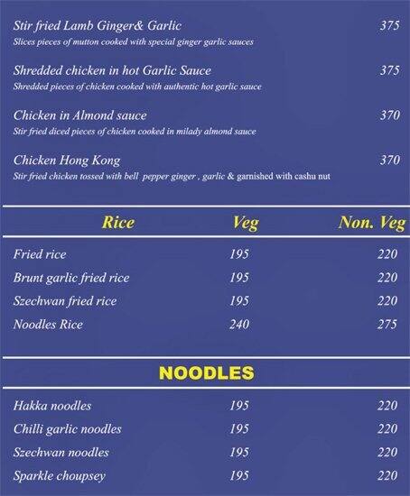 Menu at Sparkles, Greater Noida