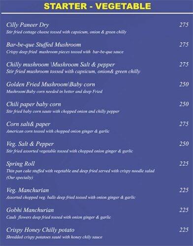 Menu at Sparkles, Greater Noida