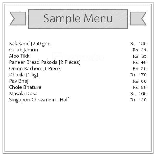 Menu of Juneja Sweets, Amar Colony, New Delhi
