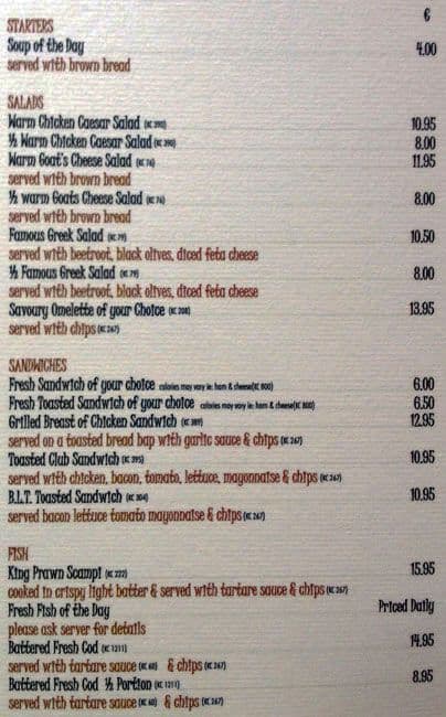 Menu at The Coach House Pub, Dublin, 16 Ballinteer Ave