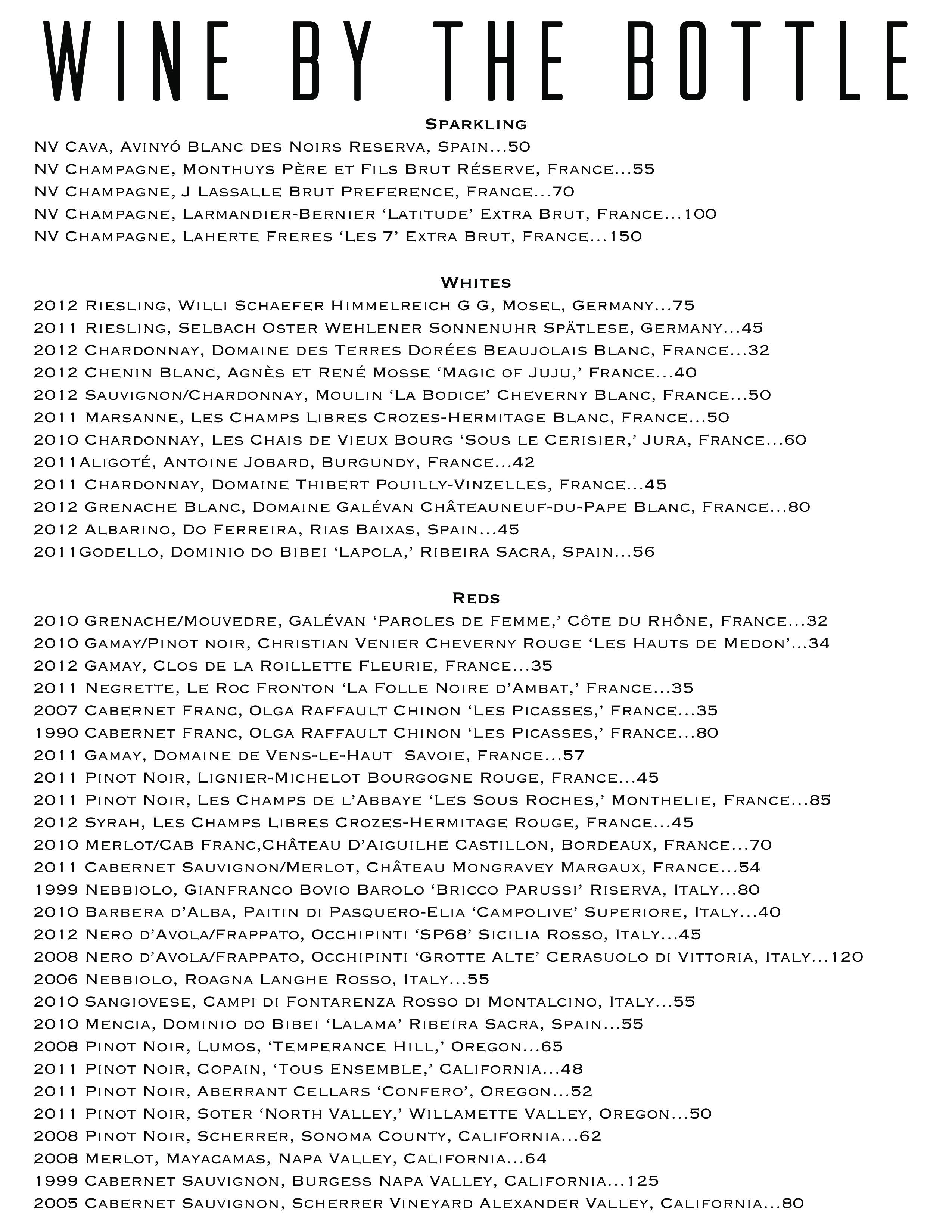 Menu at Southbound restaurant, Chamblee