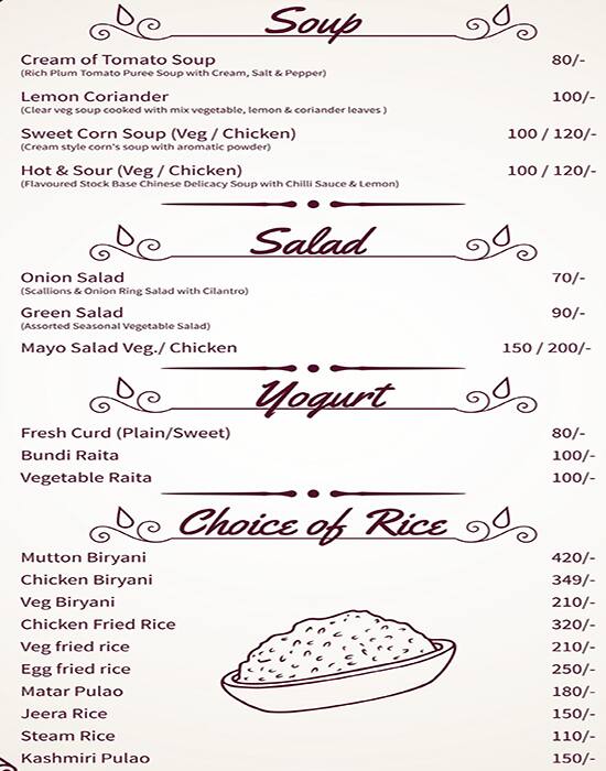 Menu of Saga, Ratanada, Jodhpur