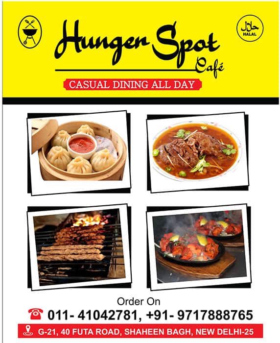 Menu of Hunger Spot Cafe, Jasola, New Delhi