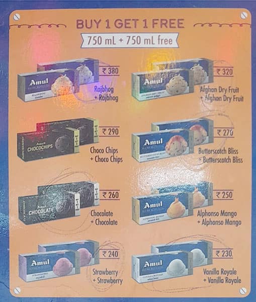 Menu of Amul Ice Cream Parlour, Shastri Nagar, Meerut