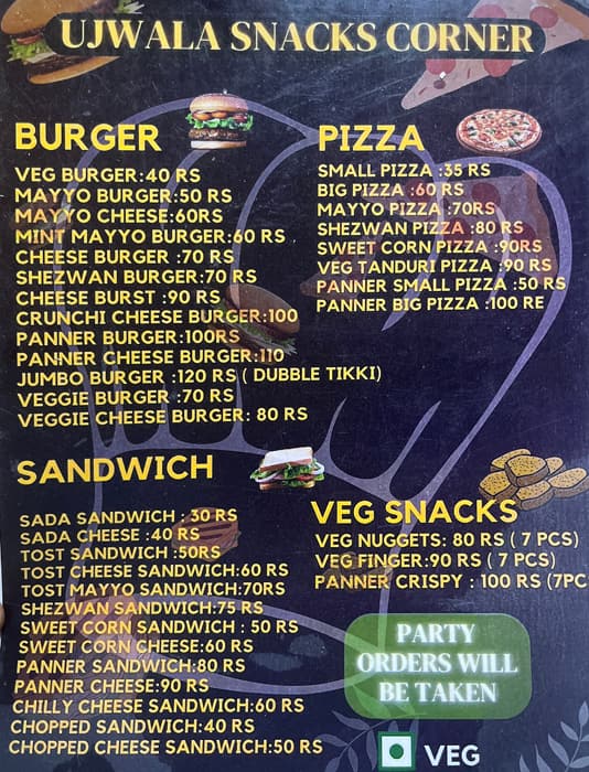 Menu of Ujwala Snacks Corner, Ambernath, Thane