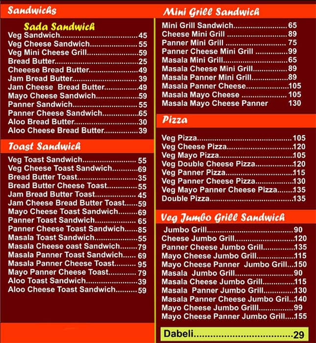 Menu of Giza Food Corner, Nerul, Navi Mumbai