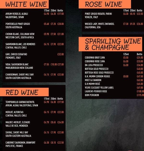 Menu at Zoo Bar & Club, London, 13-17 Bear St