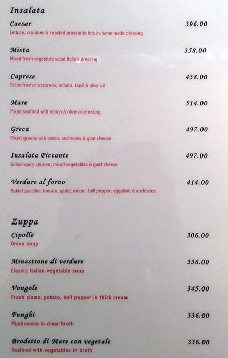 Menu at La Nuova Pasteleria restaurant, Makati, San Antonio Plaza