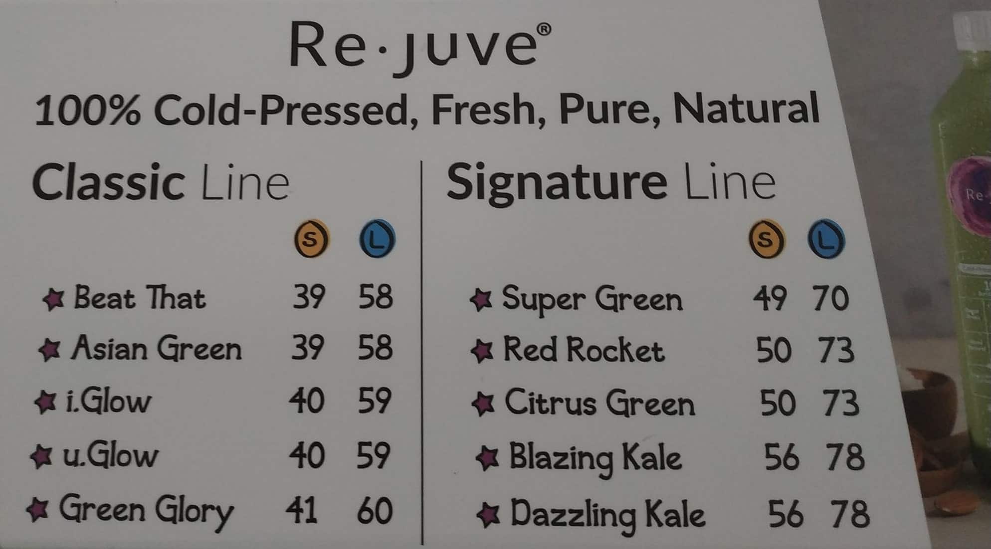 Menu at Re•juve pub & bar, Jakarta, Pacific Place