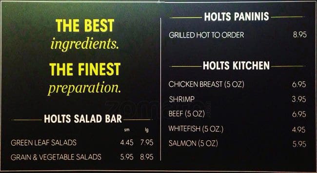 Menu at Holts Gourmet pub & bar, Toronto