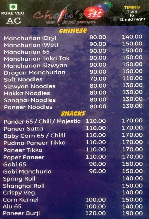 Chotu's The Food People Menu - Zomato