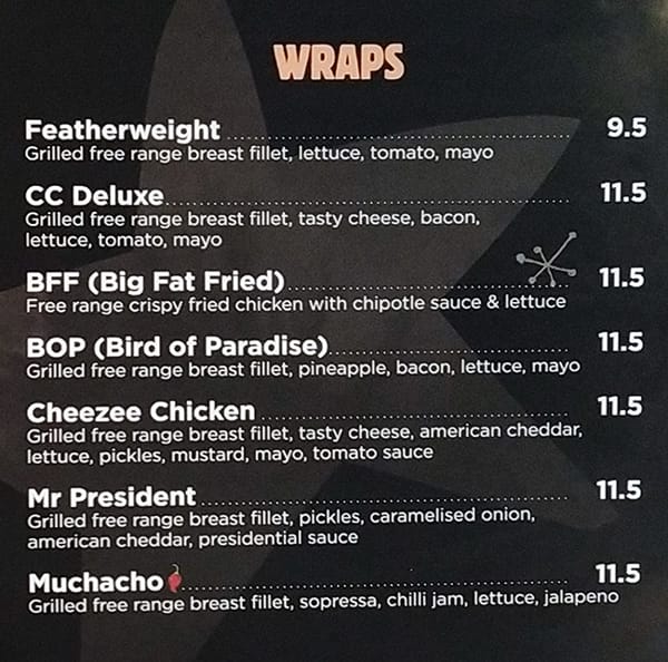 Menu at Chicken Central Hawthorn fast food, Hawthorn, 534 Glenferrie Rd