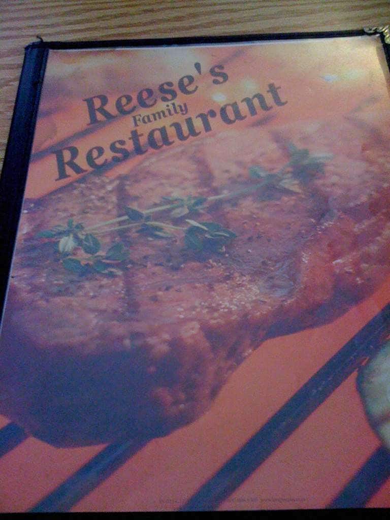 Menu at Reese's restaurant, Sayre