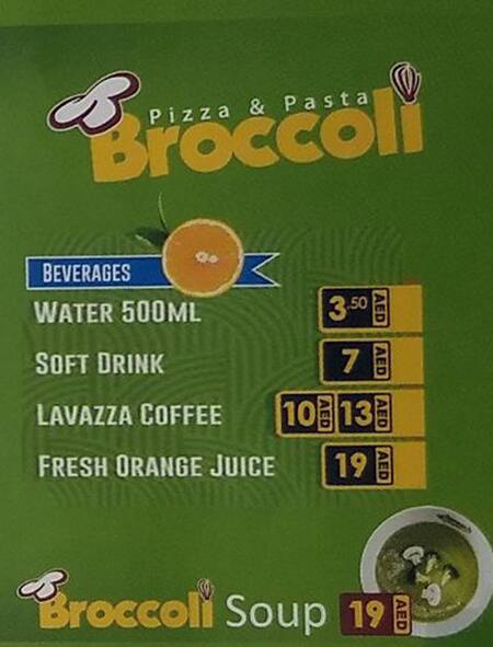 Menu at Broccoli Pizza & Pasta pizzeria, Sharjah, Wasit Street