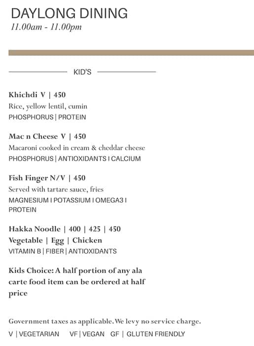 Menu at JW Cafe, Mussoorie