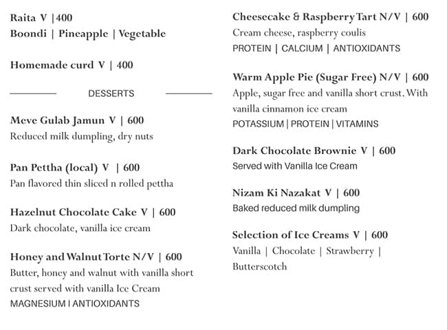 Menu at JW Cafe, Mussoorie