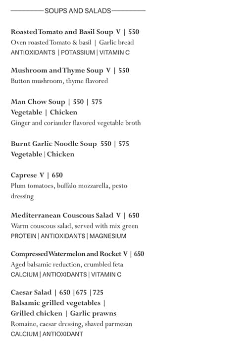 Menu at JW Cafe, Mussoorie