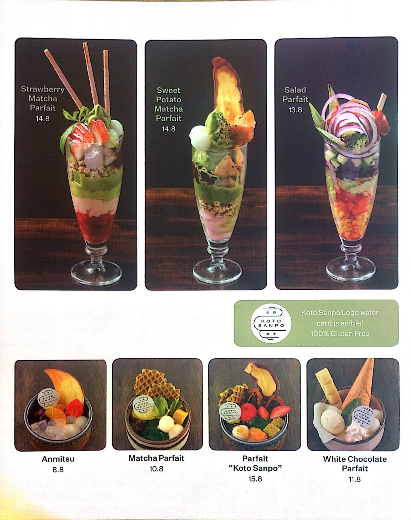 Menu at Koto Sanpo restaurant, Brisbane City