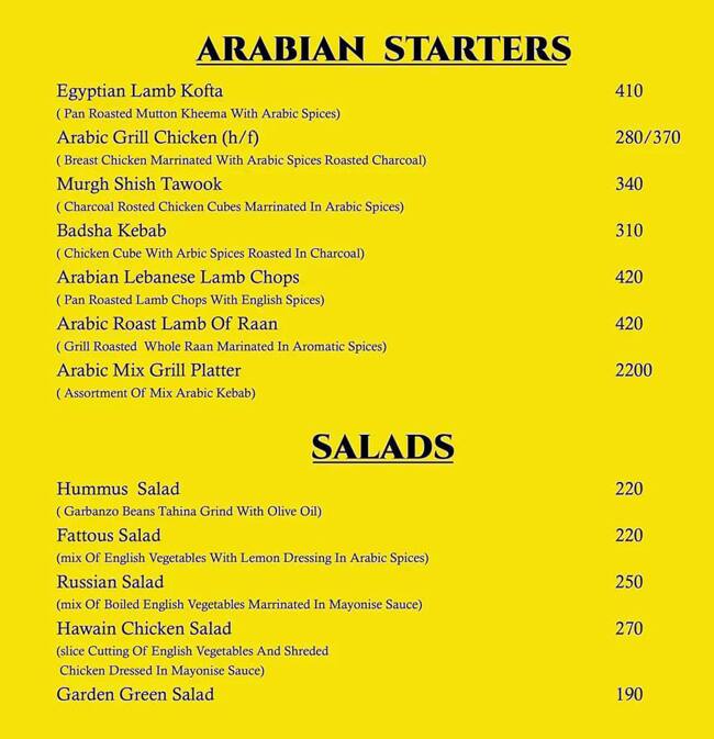 Menu at The Nawaab's Restaurant, Hyderabad