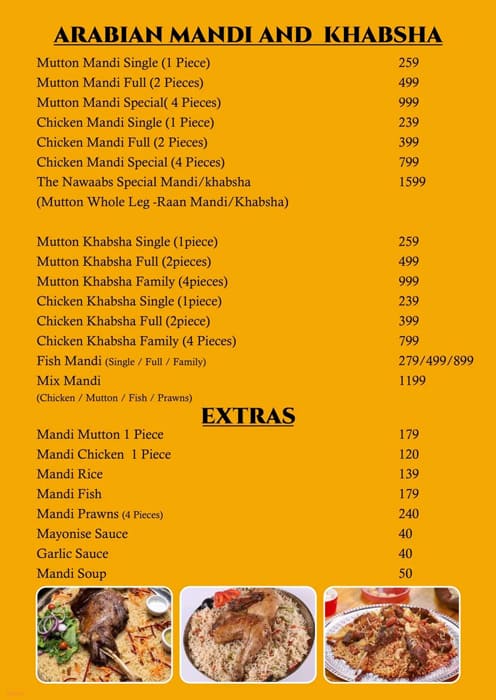 Menu at The Nawaab's Restaurant, Hyderabad
