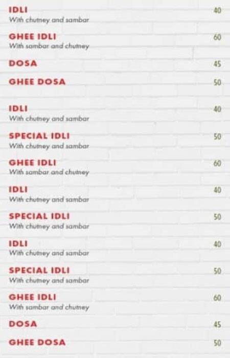 Menu of The South Indian Pride, Sanpada, Navi Mumbai