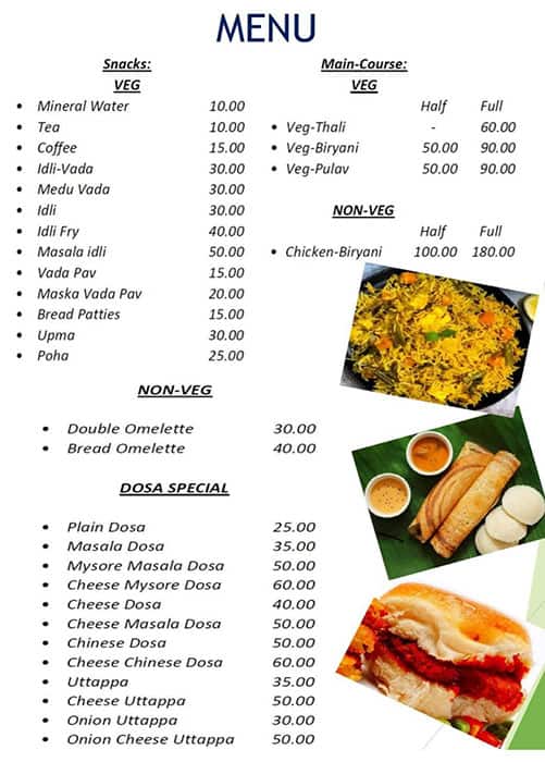 Menu of Bhojan Palace, Ulhasnagar, Thane