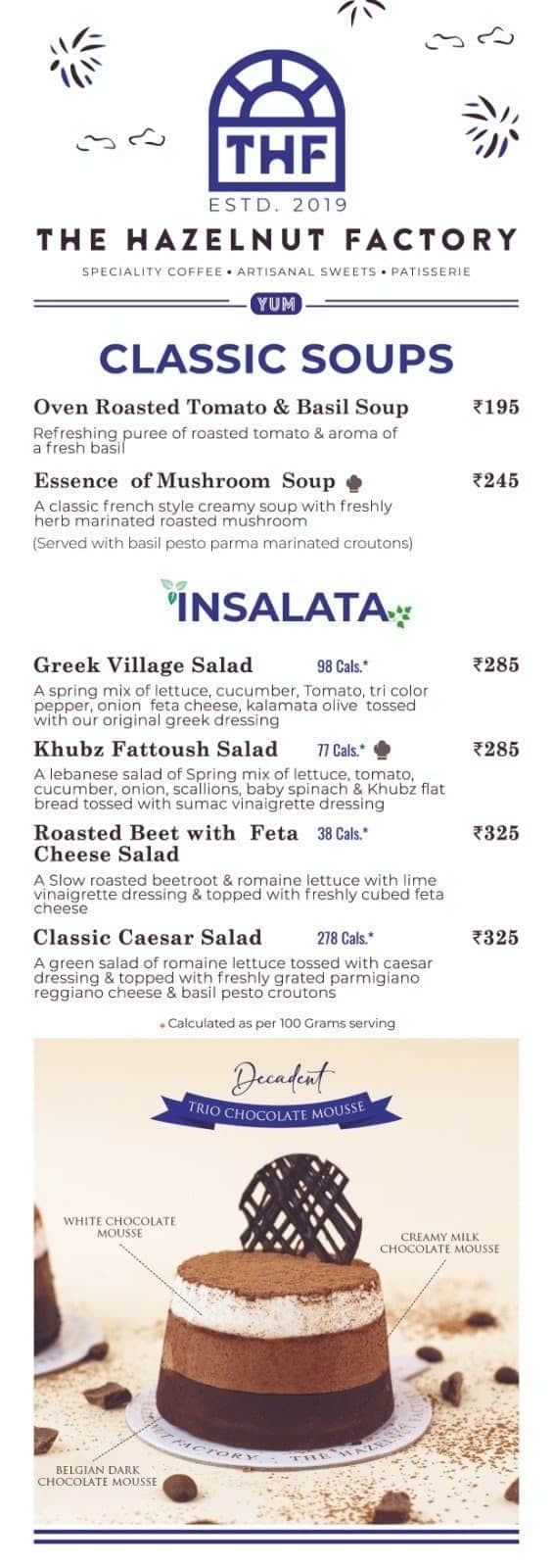 Menu of The Hazelnut Factory, Mall Road, Kanpur