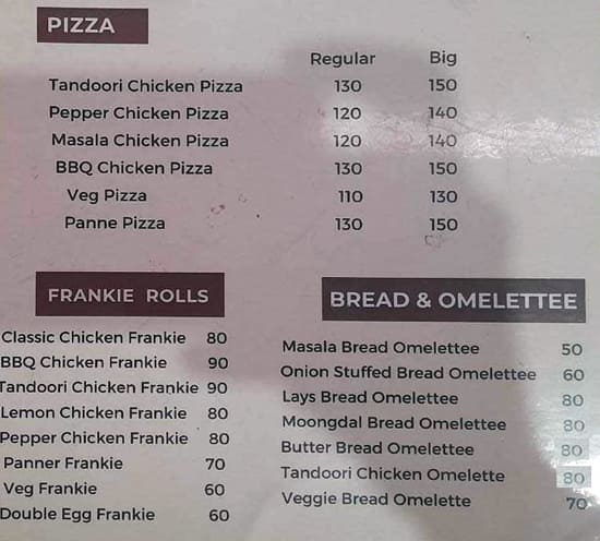 Menu of The Frankie Nest, Financial District, Hyderabad
