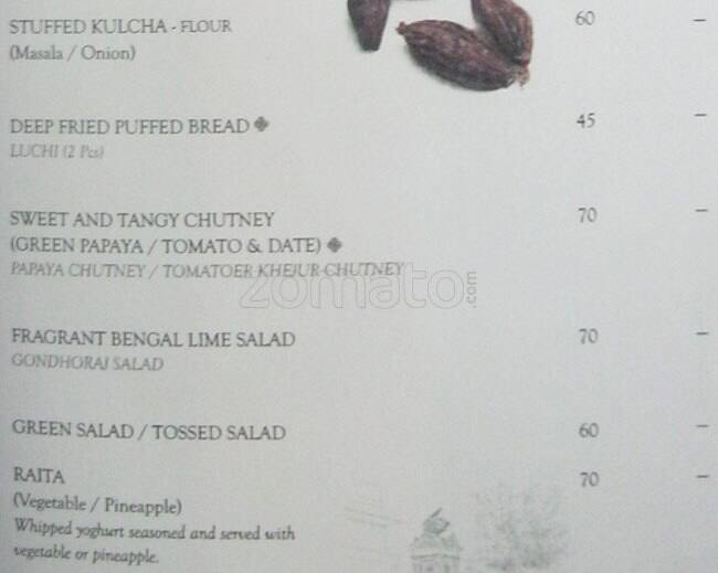 Menu at Oh! Calcutta, Bengaluru, 15/16