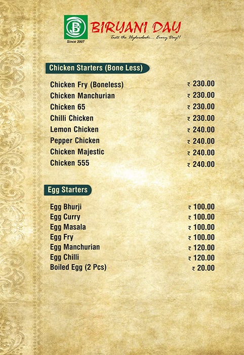 Menu at Biryani Day - Since 2007, Bengaluru