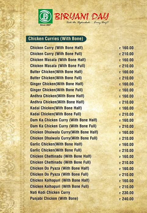 Menu at Biryani Day - Since 2007, Bengaluru