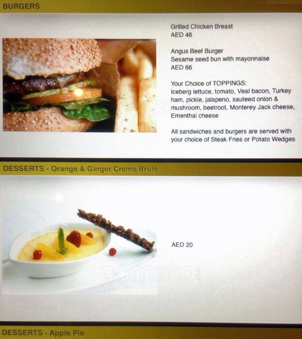 Menu at Vertical Bar, Abu Dhabi, Al Salam Street