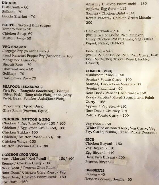 Menu at Pulimunchi Express, Bengaluru, Food Court