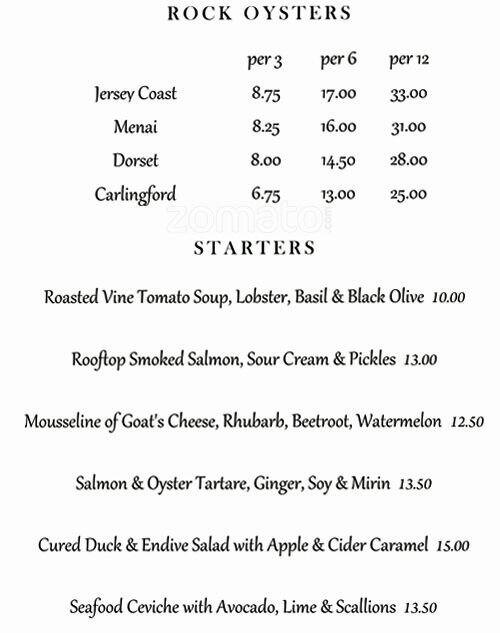 Bentley's Grill Menu, Menu for Bentley's Grill, Mayfair, London - Zomato UK
