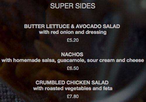 Menu at The Spoke restaurant, London