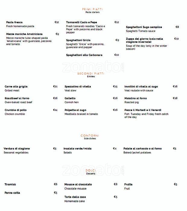 Menu da Osteria Del Pavone ristorante, Roma