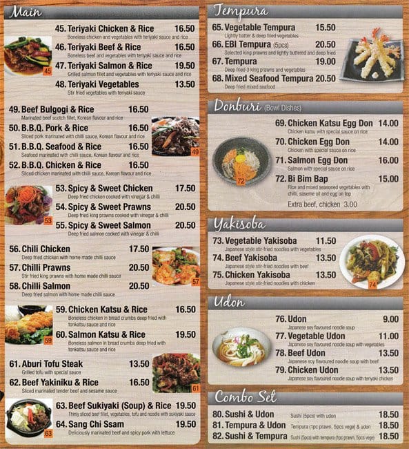 Menu at Kana Kawa Restaurant, Caringbah