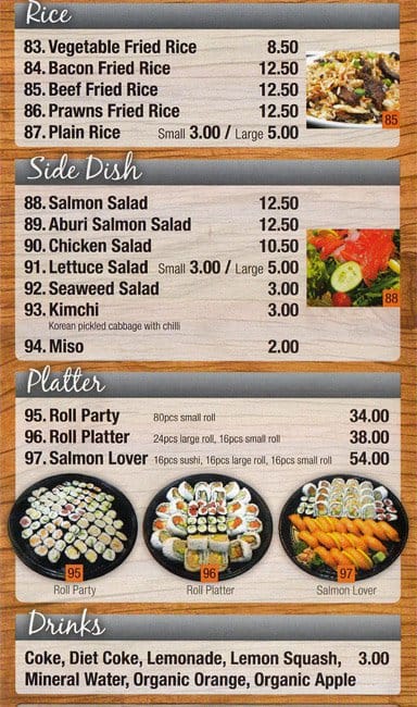 Menu at Kana Kawa Restaurant, Caringbah